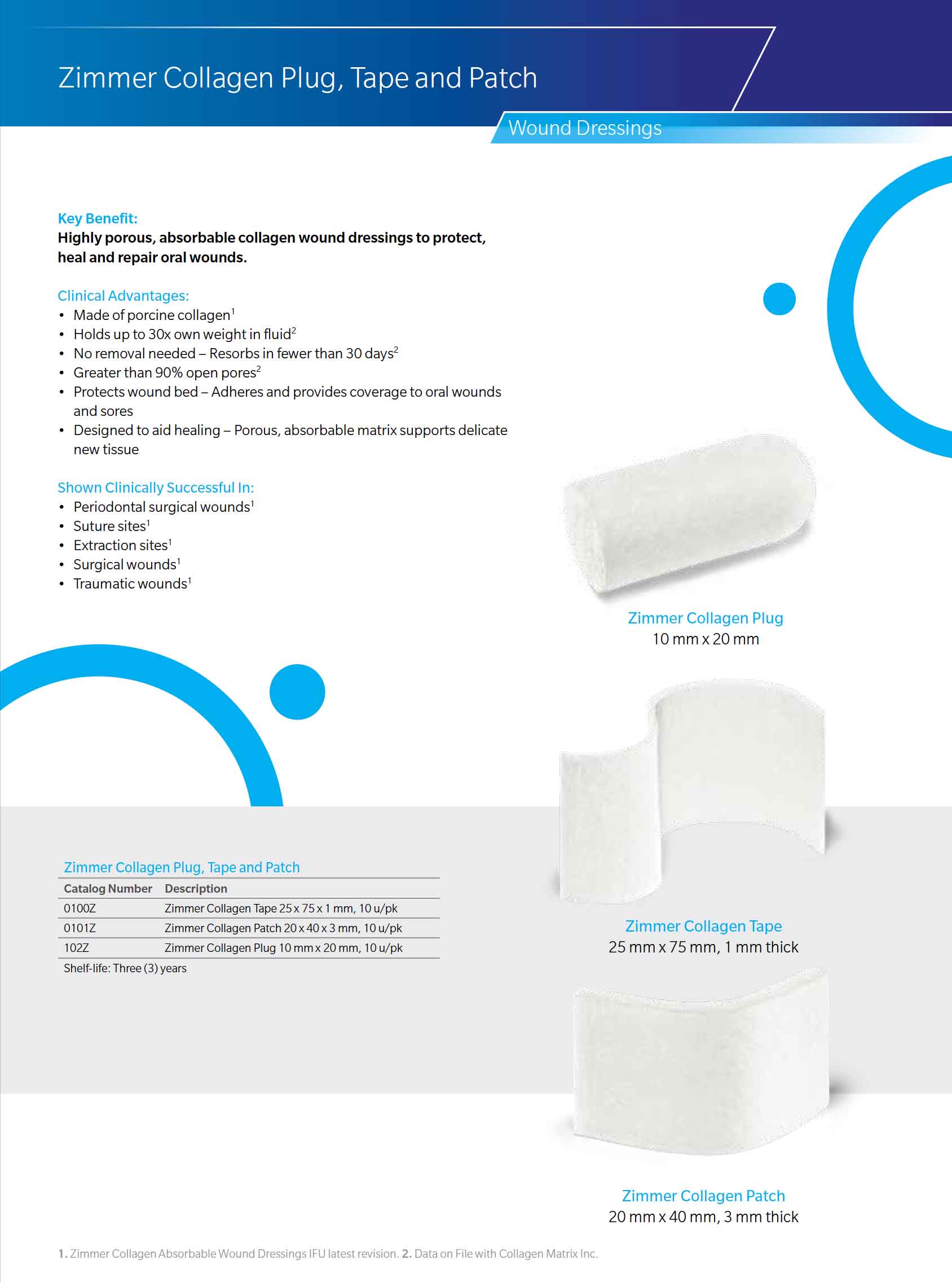 Zimmer Collagen Patch, 20 x 40 x 3 mm, 10 stk.