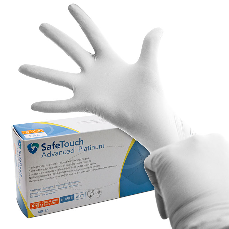 SafeTouch Advanced Platinum nitril, S, hvid, PF, 100 stk.